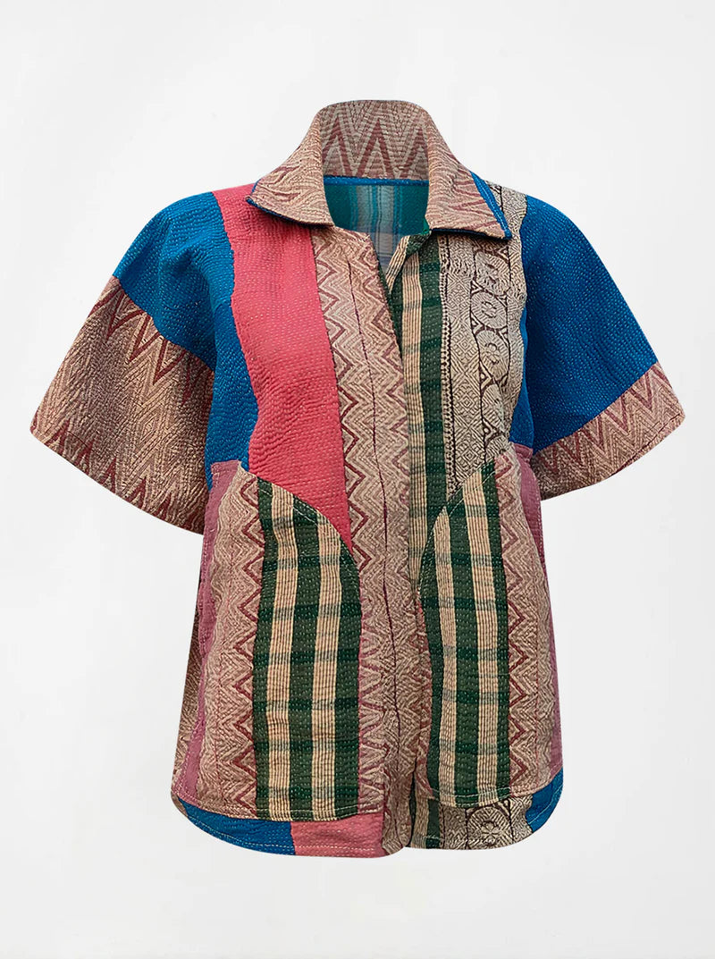 Kantha Short Poncho- Manya – Sash Bag